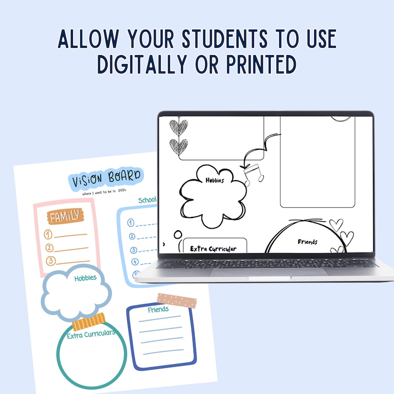 Student Vision Board Templates, Student Vision Board Kit, Student Goal ...