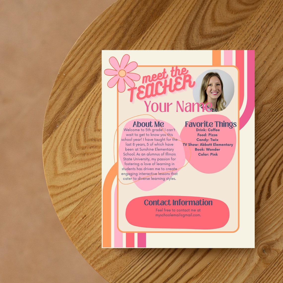 Bright Pink Meet the Teacher Template, Groovy Meet the Teacher, Back to ...