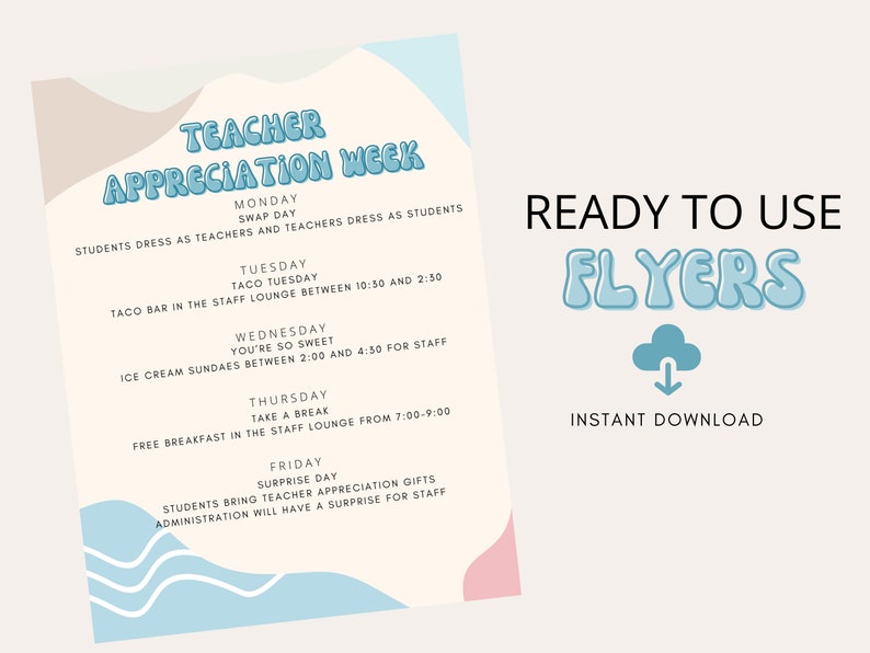 Retro Teacher Appreciation Week Flyer and Teacher Survey, Teacher ...