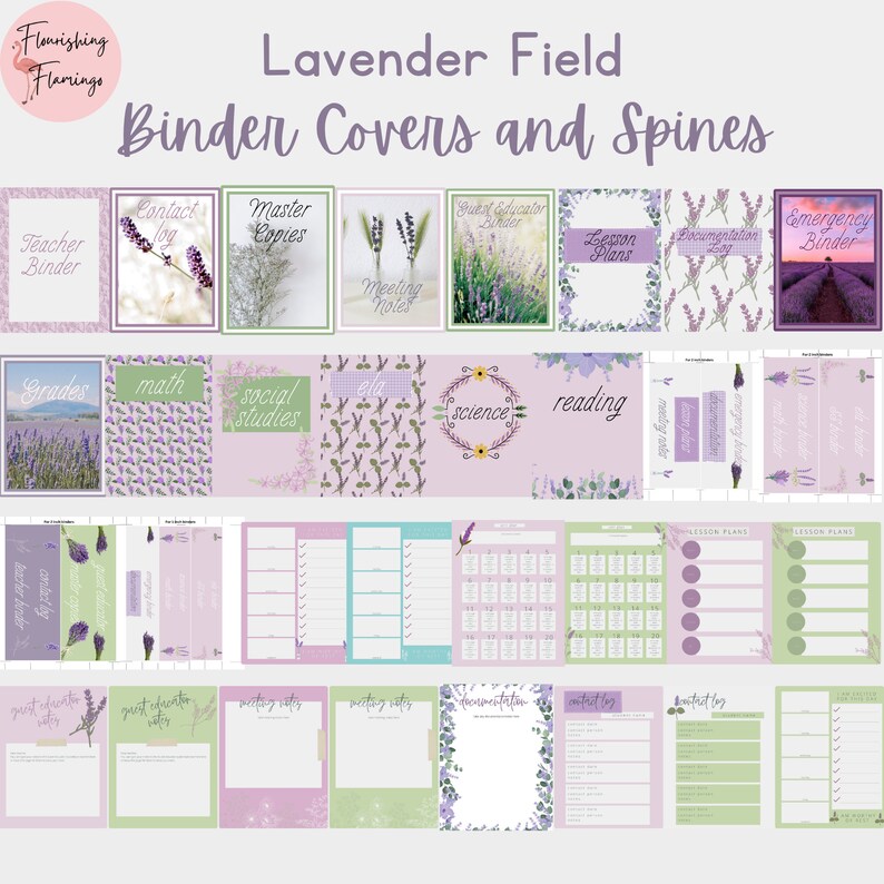 Lavender Teacher Binder Covers and Spines, Flower Classroom Decor ...