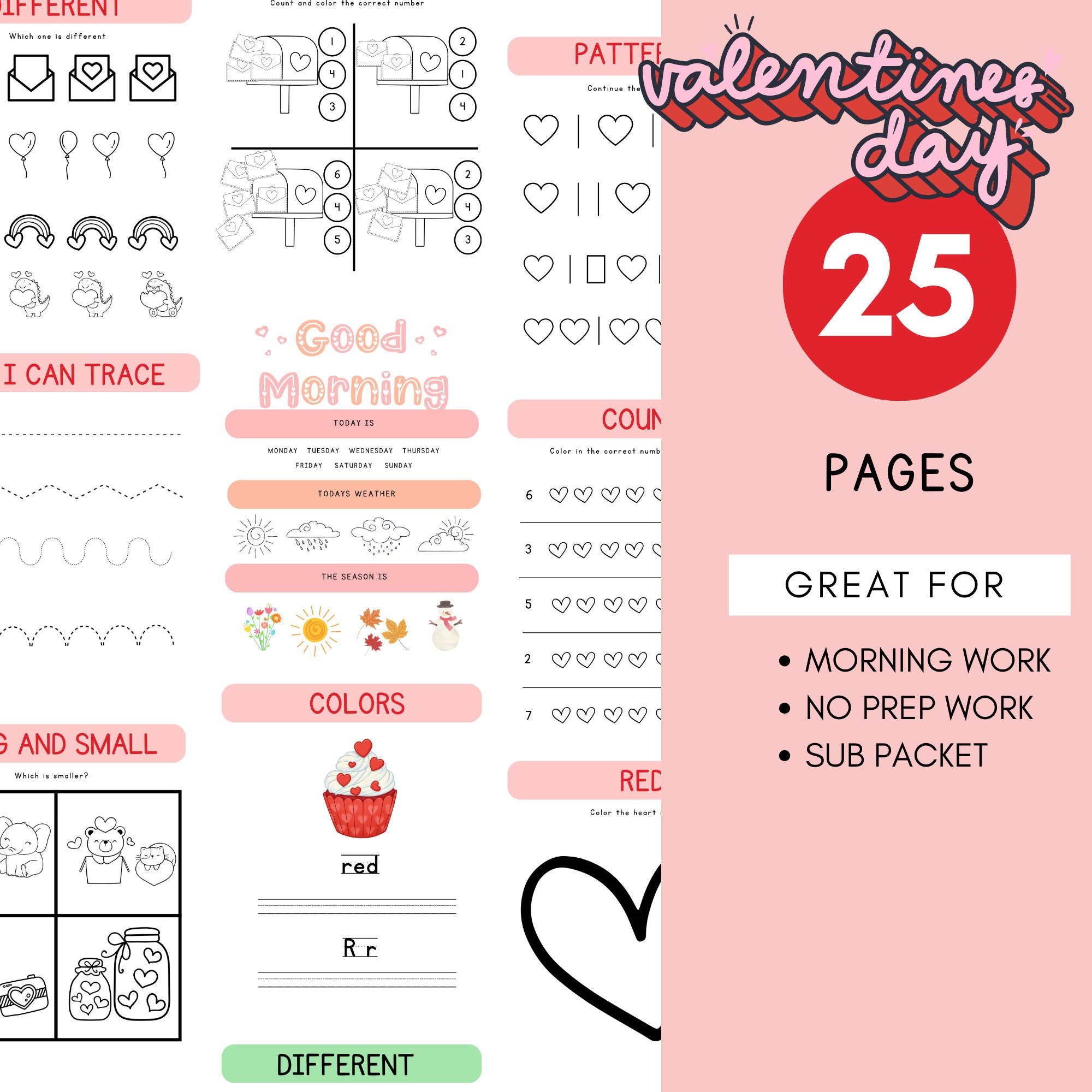 Valentines Day Preschool Activities Printable, Worksheets, February Pre ...