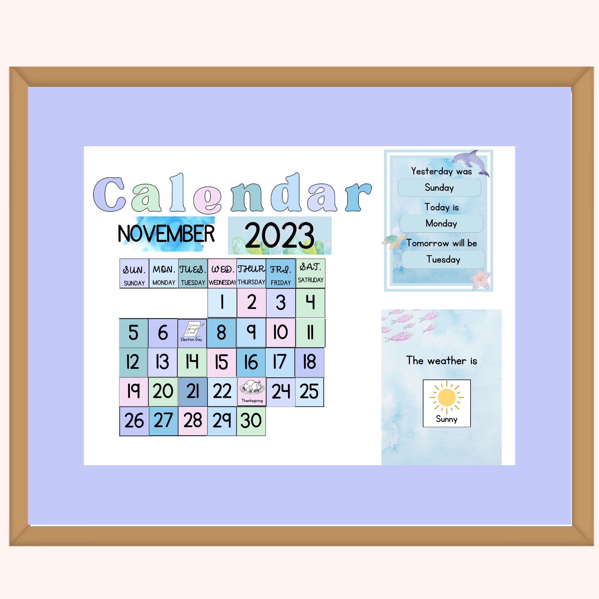 Under the Sea Classroom Decor - Watercolor - Calendar Kit - Etsy