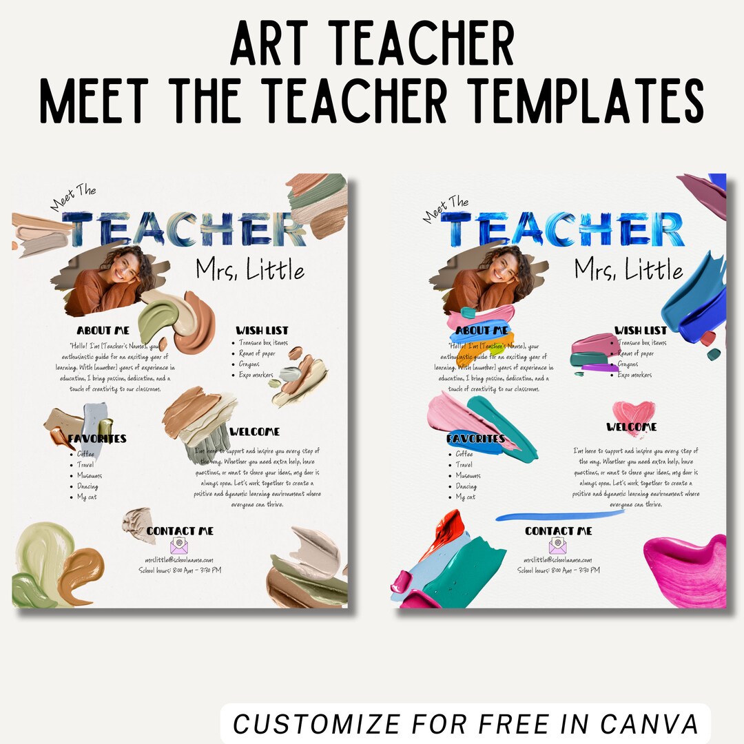 Painted Meet the Teacher, Art Teacher Introduction, Colorful Meet the ...