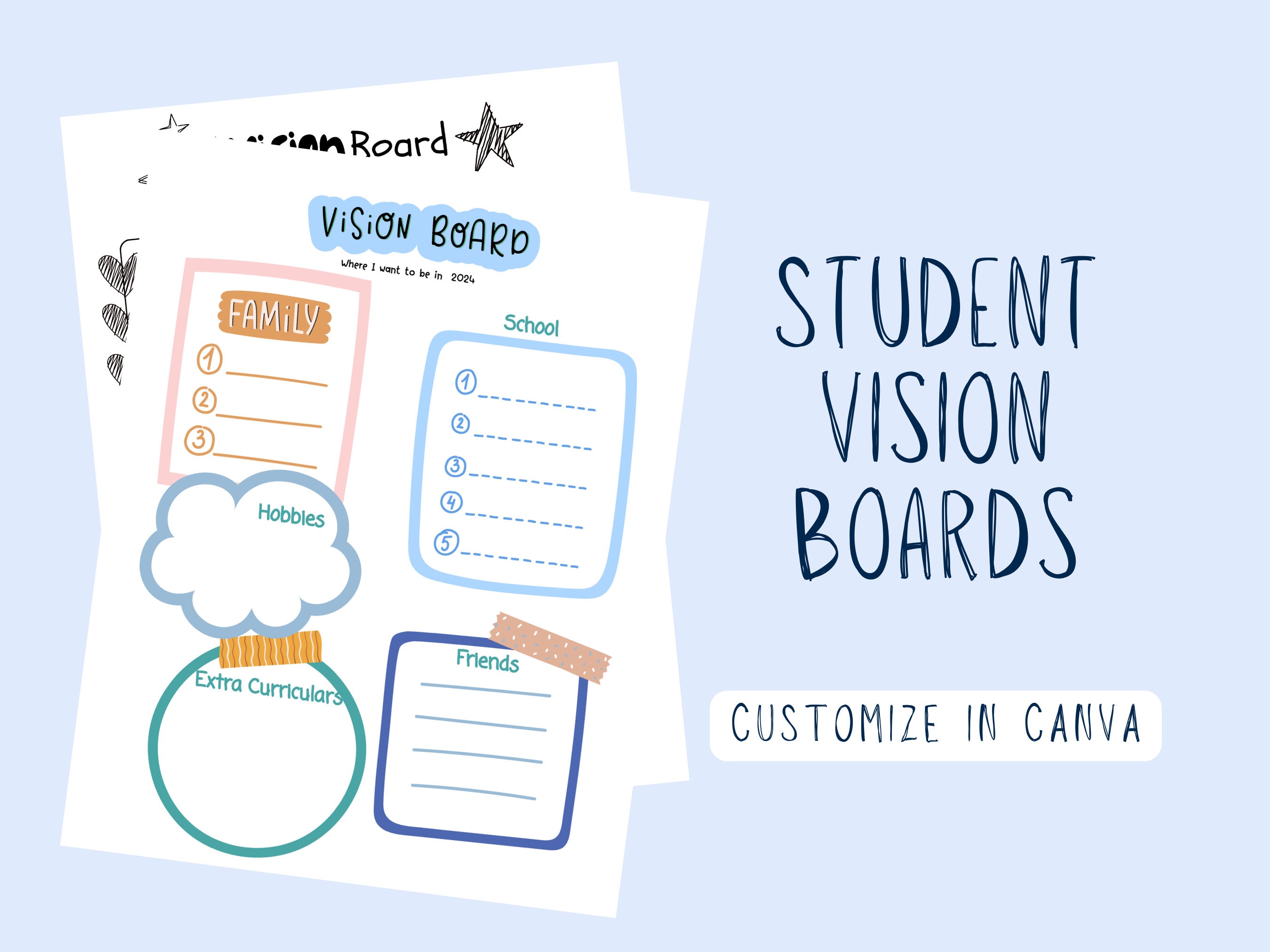 Student Vision Board Worksheets, Student Vision Board Kit, Student Goal ...