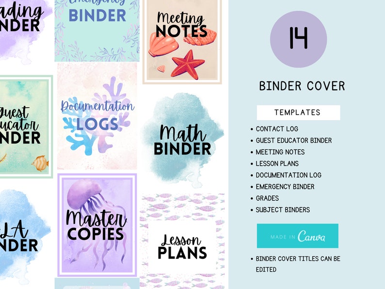 Under the Sea Teacher Binder Covers and Spines, Back to School Teacher ...