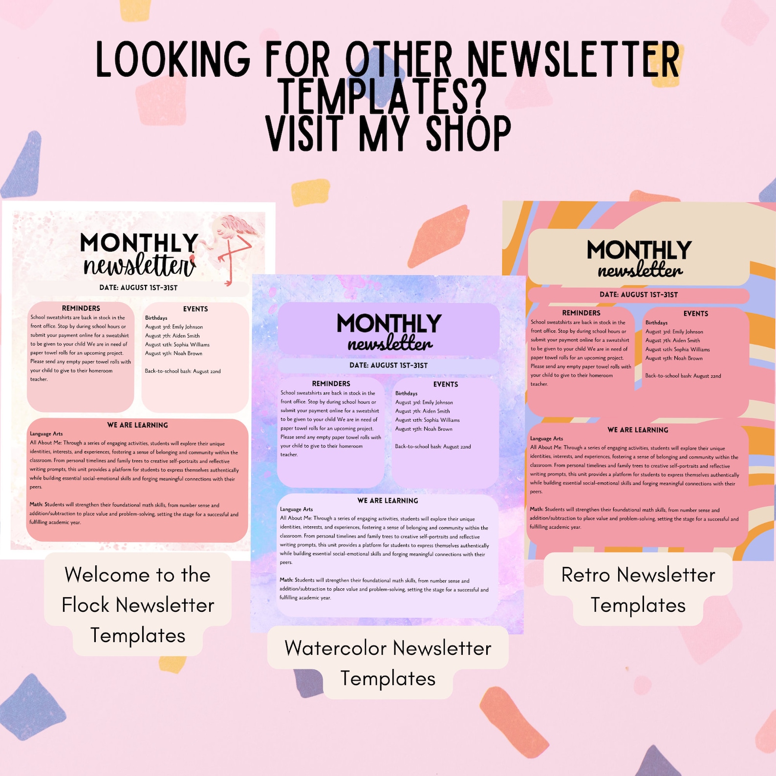 Monthly Classroom Newsletter, Colorful Class Newsletter, Elementary ...