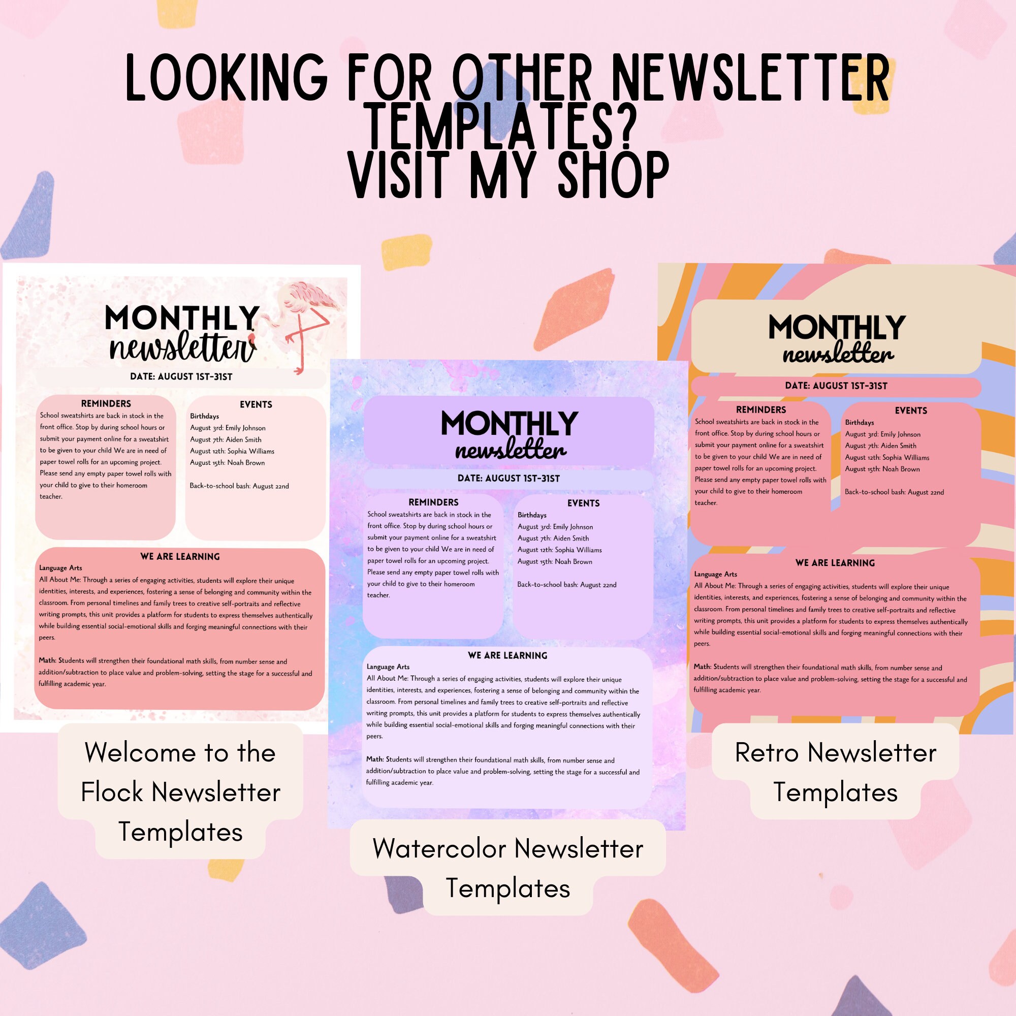 Monthly Classroom Newsletter, Colorful Class Newsletter, Elementary ...
