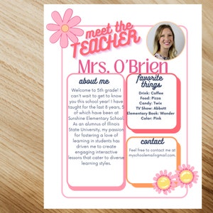 Bright Pink Meet the Teacher Template, Groovy Meet the Teacher, Back to ...