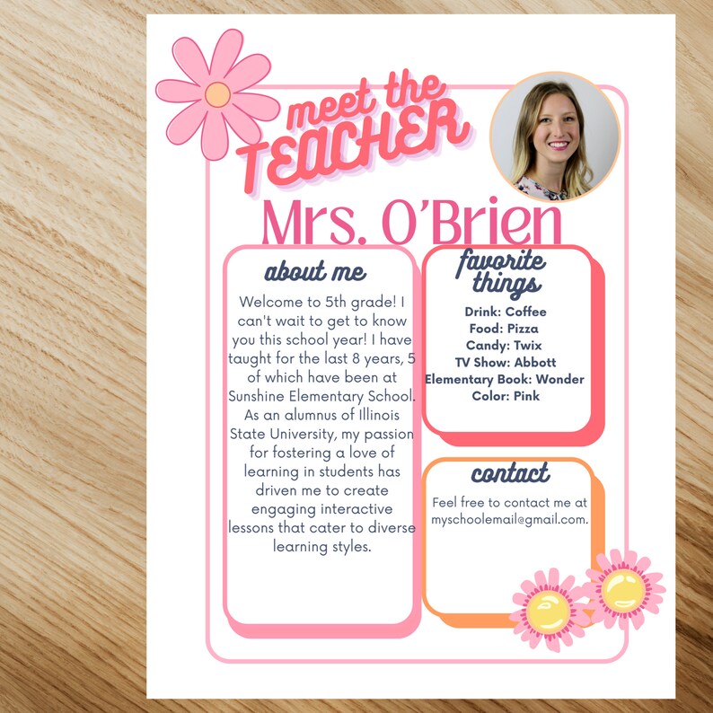 Bright Pink Meet the Teacher Template, Groovy Meet the Teacher, Back to ...