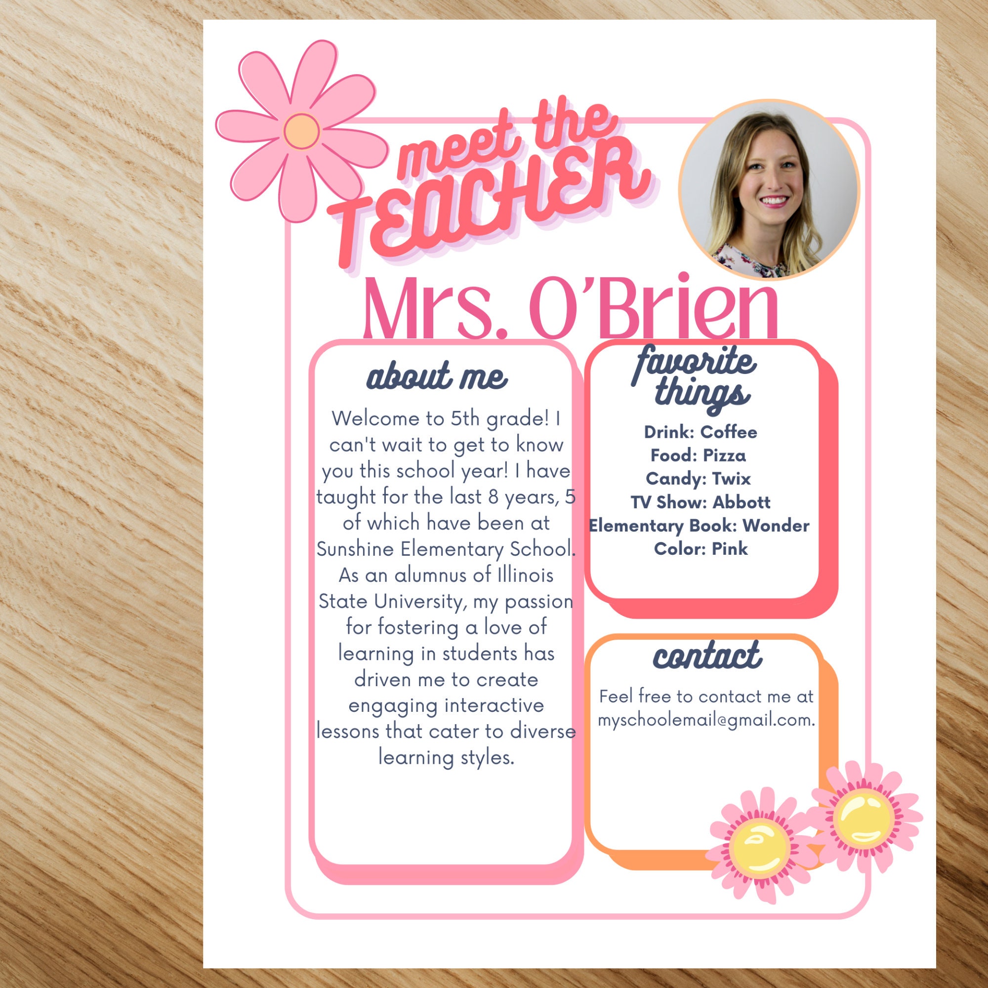 Bright Pink Meet the Teacher Template, Groovy Meet the Teacher, Back to ...