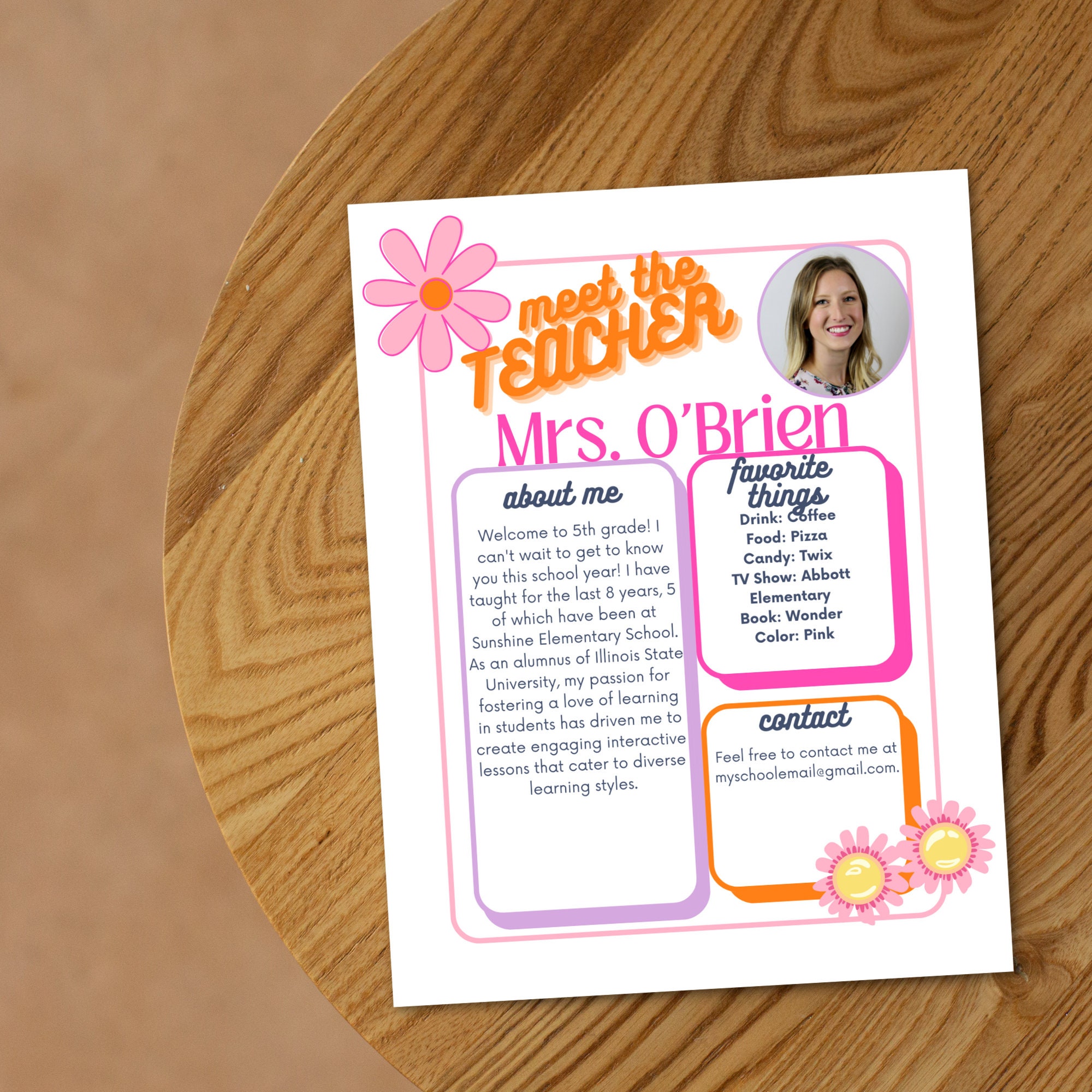 Bright Colors Meet the Teacher, Bright Teacher Introduction Template ...
