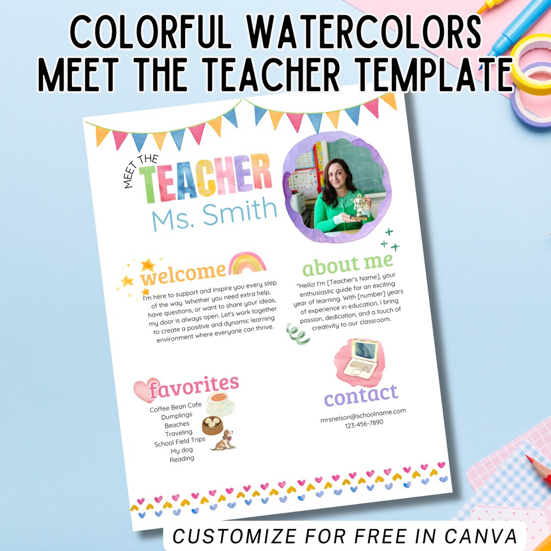 Colorful Watercolor Meet the Teacher, Colorful Meet the Teacher ...