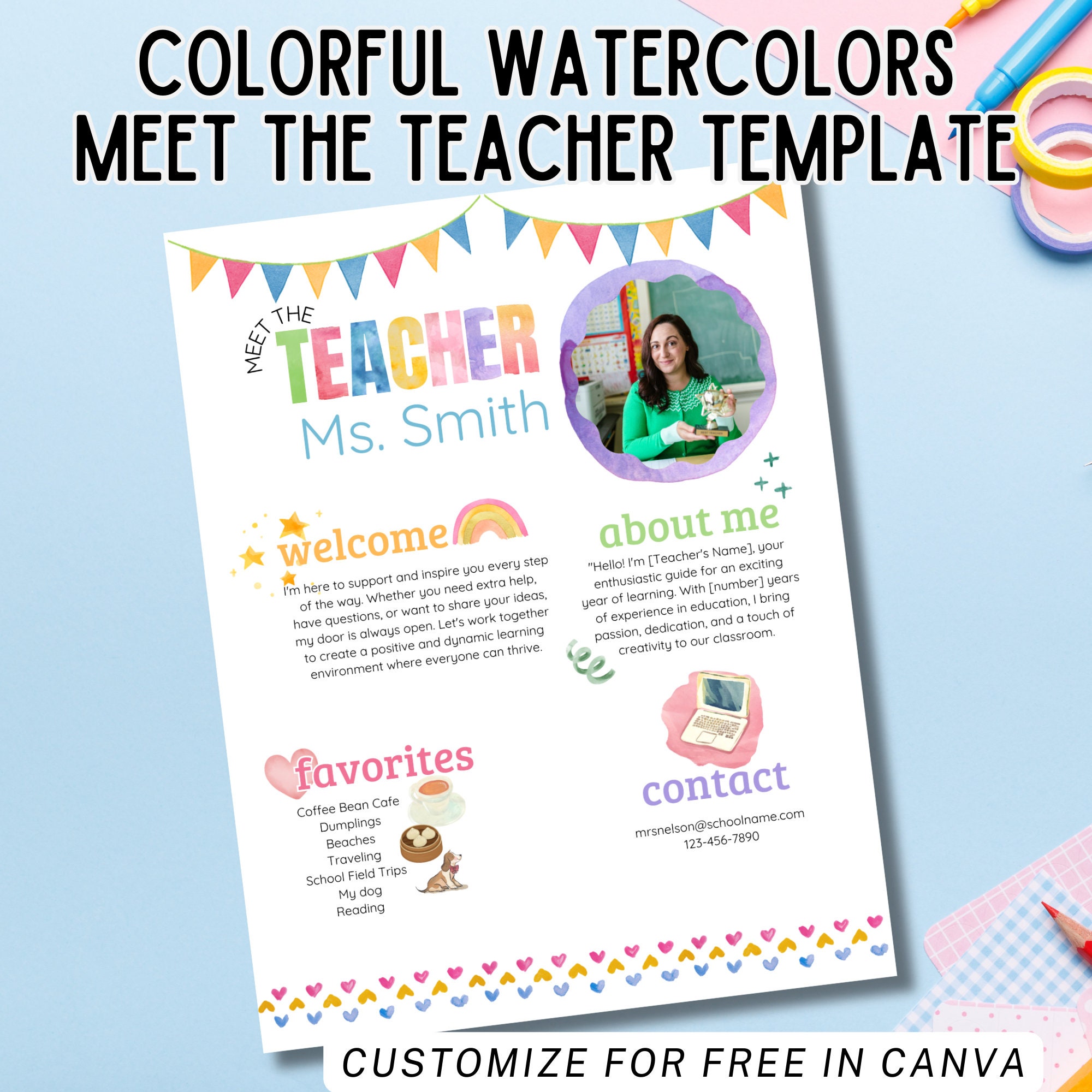 Colorful Watercolor Meet the Teacher, Colorful Meet the Teacher ...