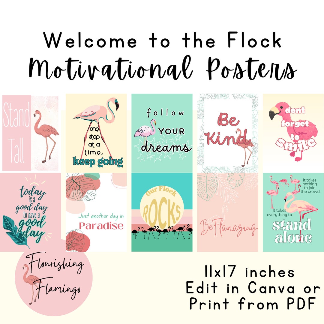 Flamingo Theme Classroom Posters 11x17 Inches, Welcome to the Flock ...