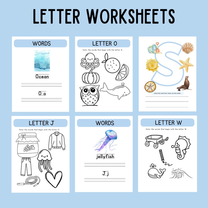 Under the Sea Preschool Morning Work Printable, Homeschool Preschool ...