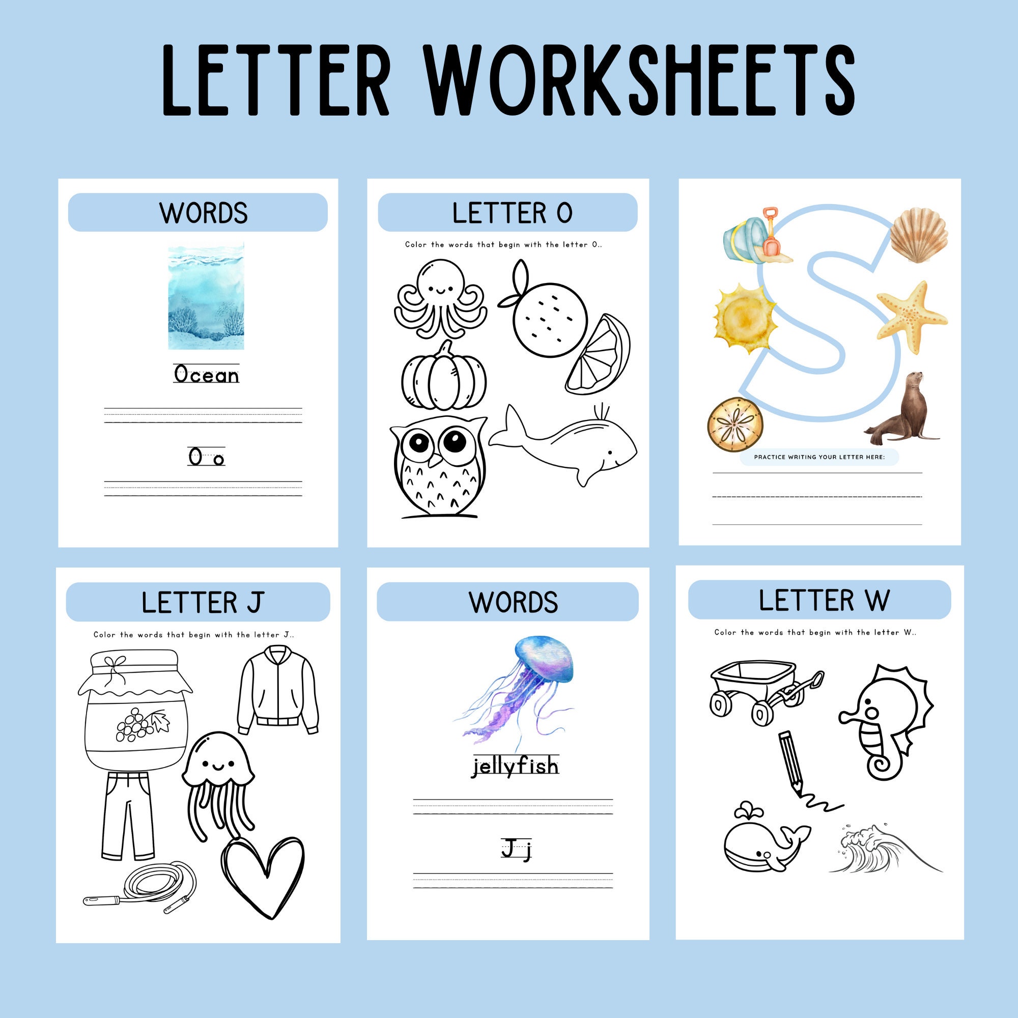 Under the Sea Preschool Morning Work Printable, Homeschool Preschool ...