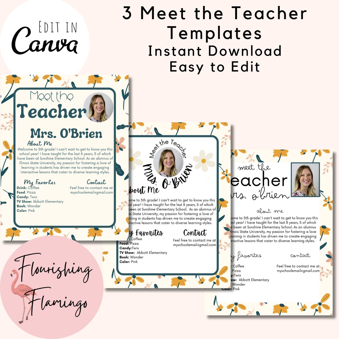 Meet the Teacher Template, Back-to-school Flyer, Flower Teacher ...