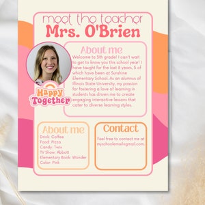 Bright Pink Meet the Teacher Template, Groovy Meet the Teacher, Back to ...