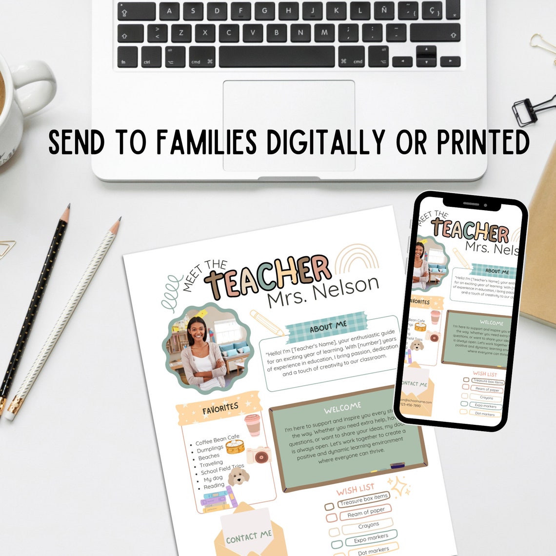 Neutral Meet the Teacher Template, Back to School Printable, Teacher ...