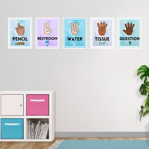 Under the Sea Classroom Decor Hand Signals, Watercolor Hand Signals ...