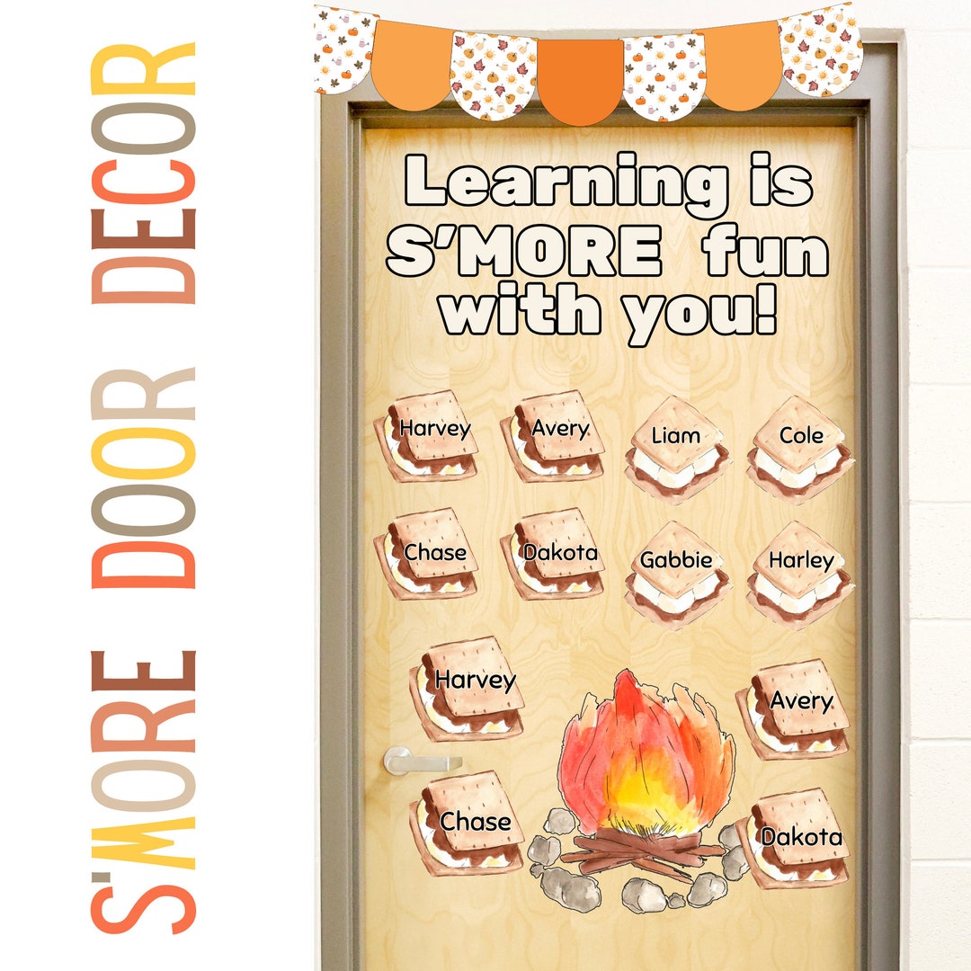 Learning is SMORE Fun With You! Fall Door Decor, Watercolor Fall Door ...