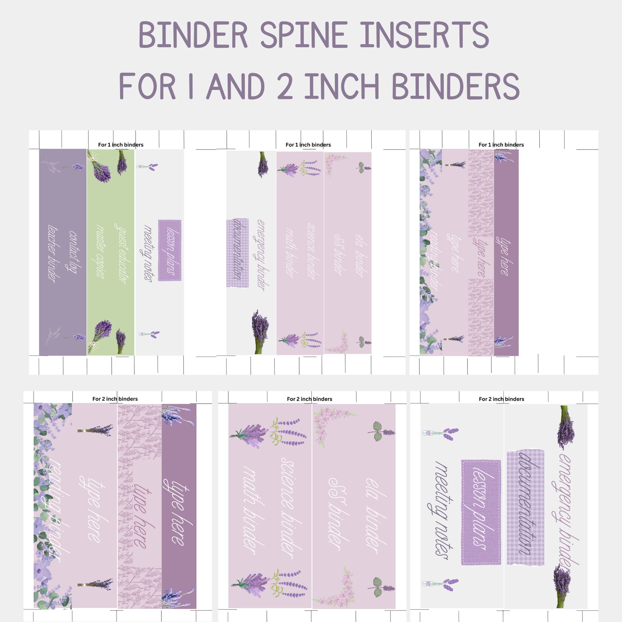 Lavender Teacher Binder Covers and Spines, Flower Classroom Decor ...