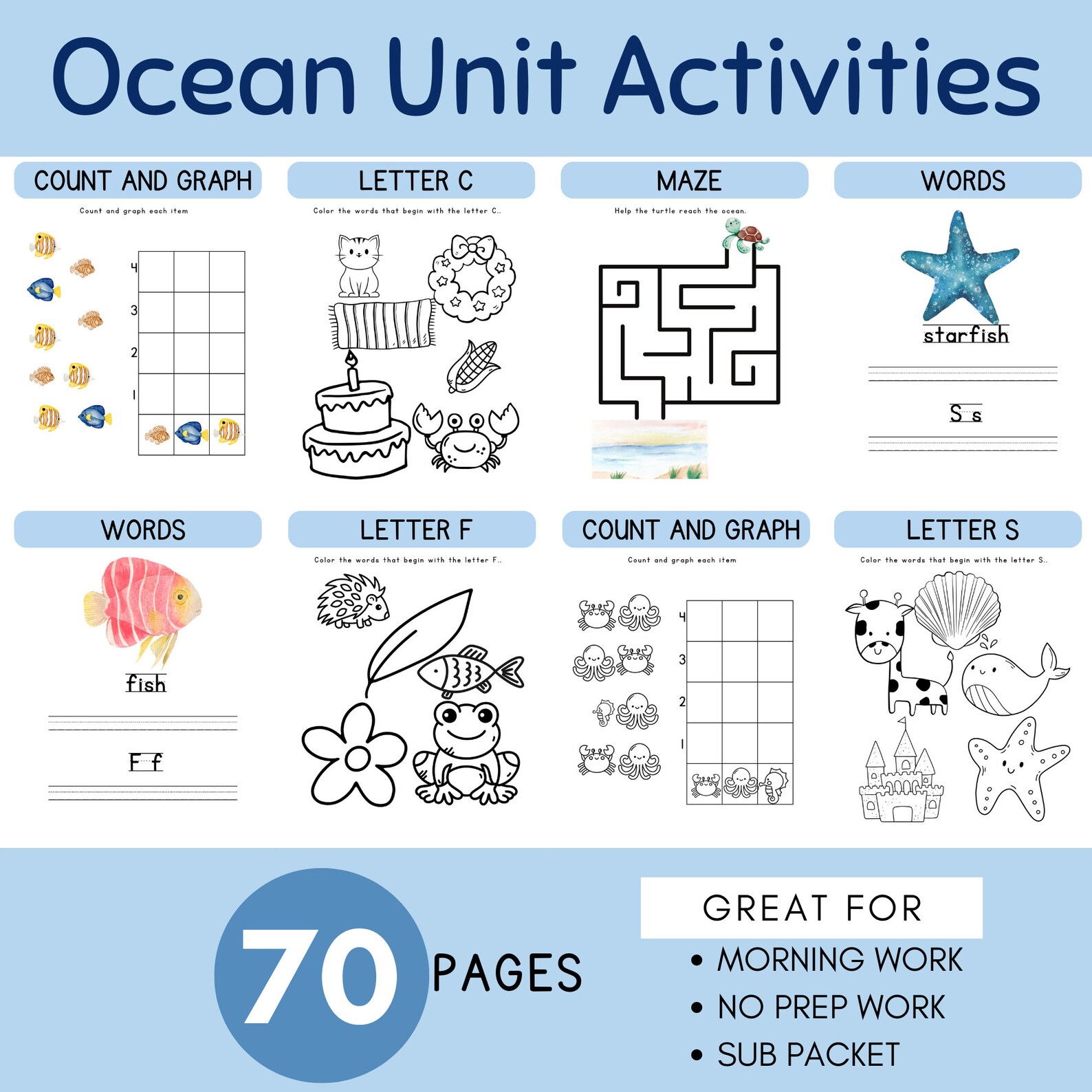 Under the Sea Preschool Morning Work Printable, Homeschool Preschool ...