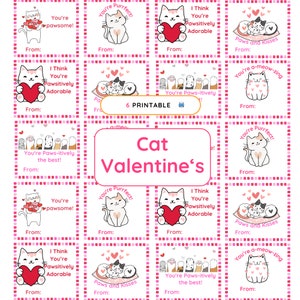 Printable Cat Valentines Day Cards, Kids Valentines Day Cards ...
