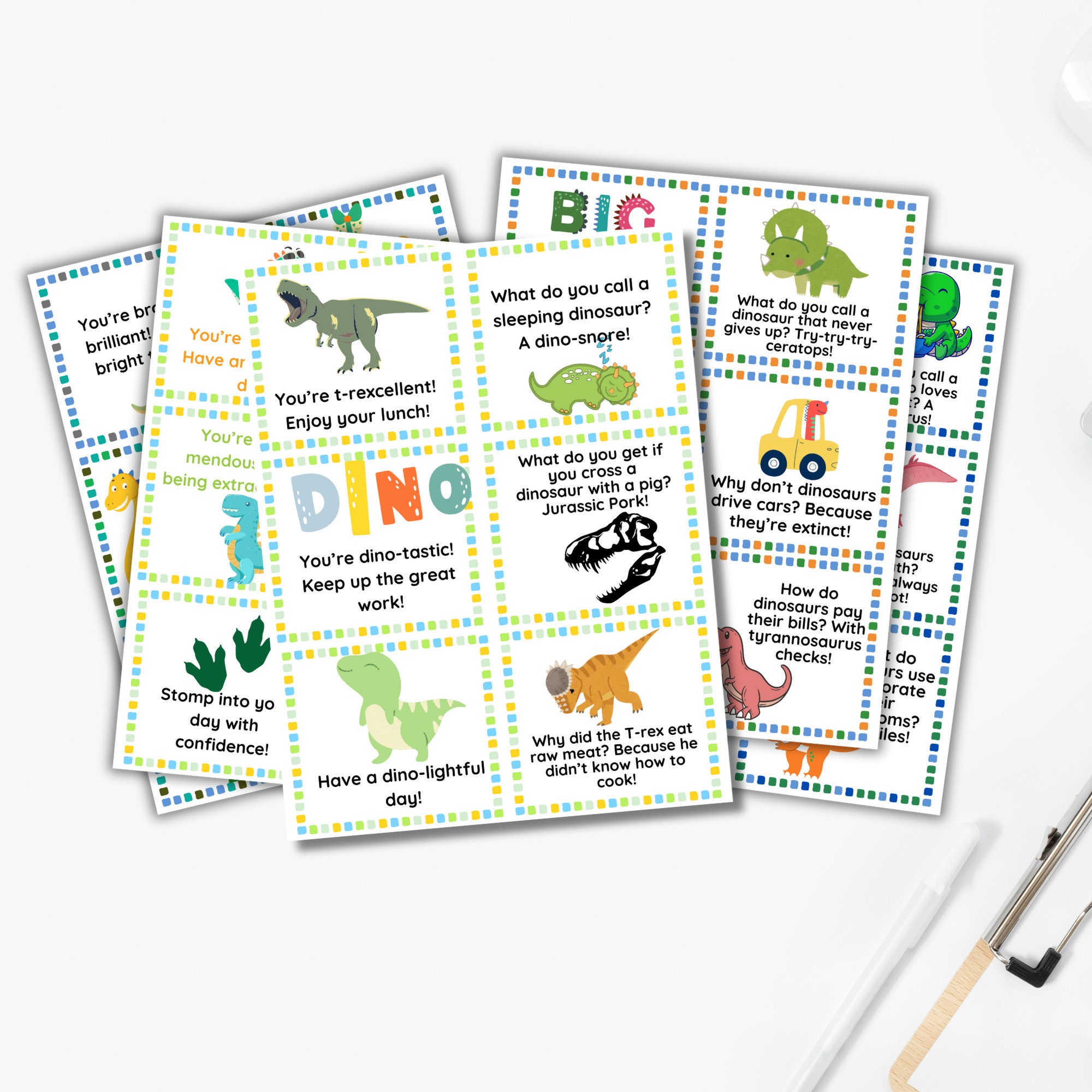 Dinosaur Lunch Notes, Dino Lunch Box Notes, School Lunch Notes ...