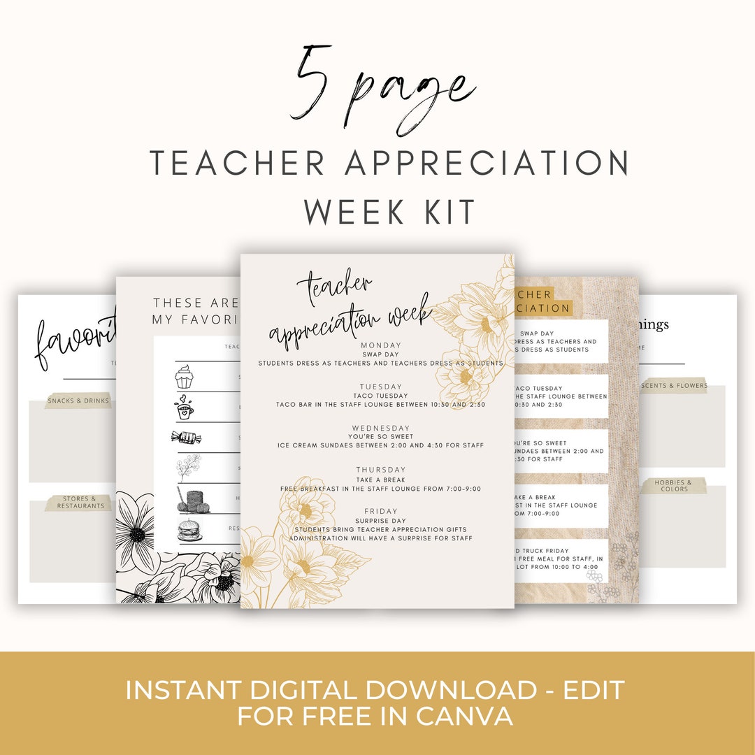 Neutral Teacher Appreciation Week Flyer and Teacher Survey, Teacher ...