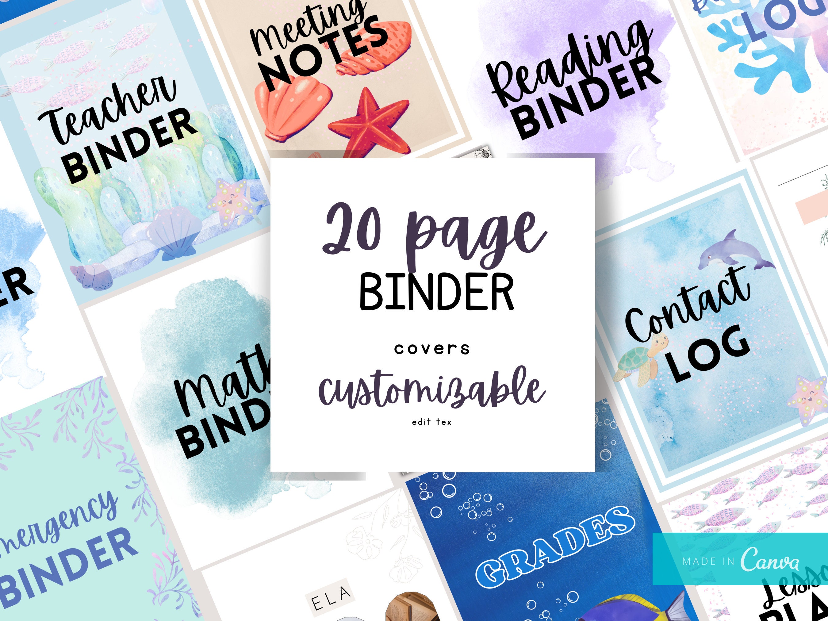 Under the Sea Teacher Binder Covers and Spines, Back to School Teacher ...