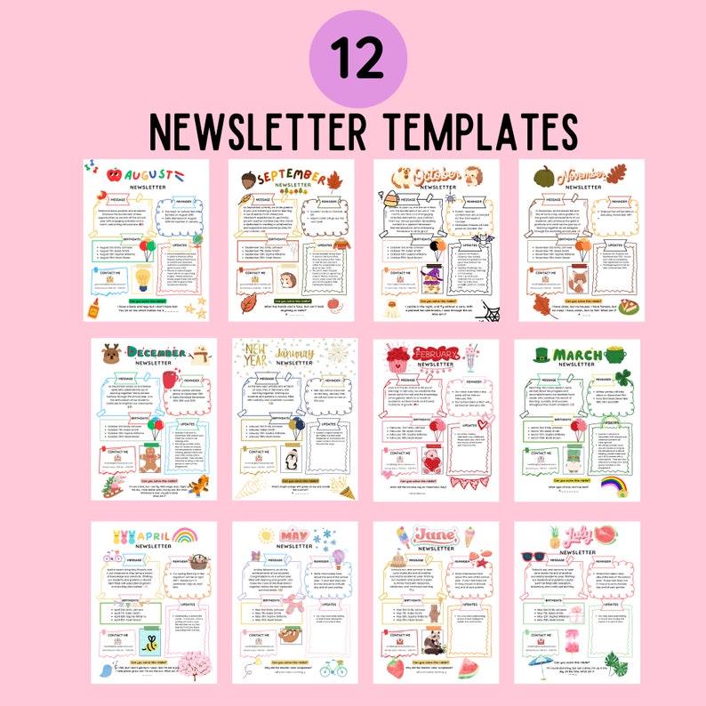 Monthly Classroom Newsletter, Colorful Class Newsletter, Elementary ...