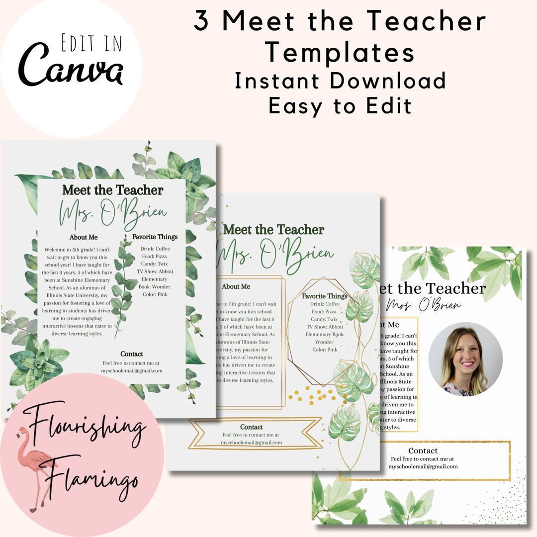 Meet the Teacher Template, Simple Plants Meet the Teacher, Teacher ...
