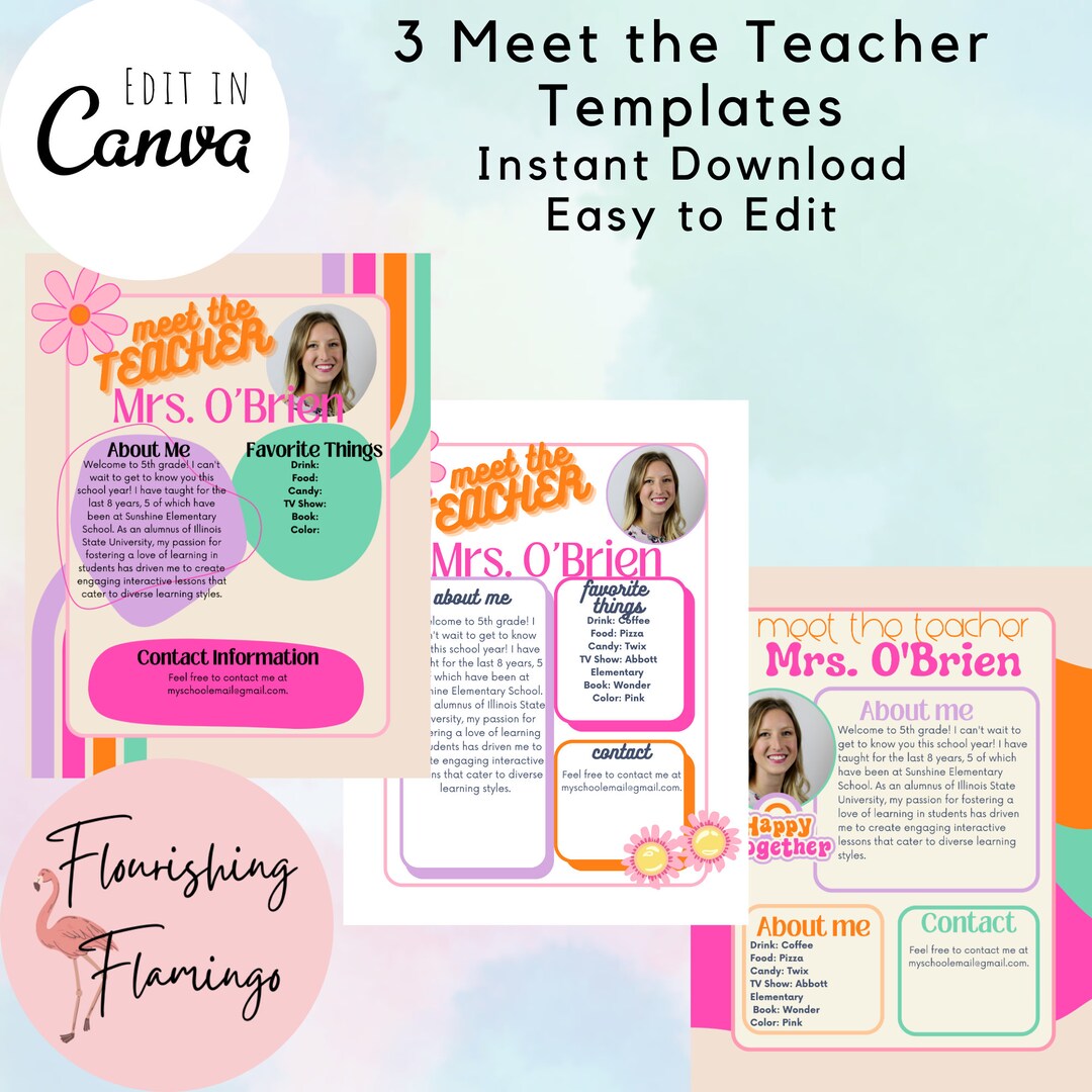 Bright Colors Meet the Teacher, Bright Teacher Introduction Template ...
