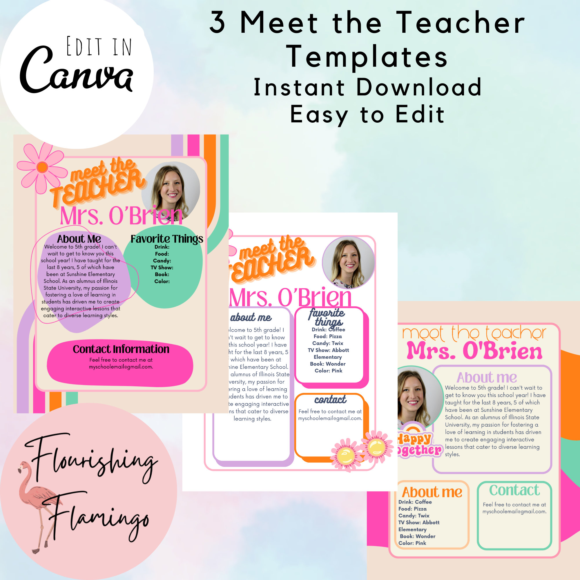 Bright Colors Meet the Teacher, Bright Teacher Introduction Template ...