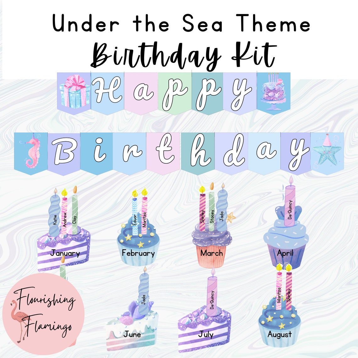 Under the Sea Classroom Decor, Birthday Bulletin Board Kit, Ocean Theme ...
