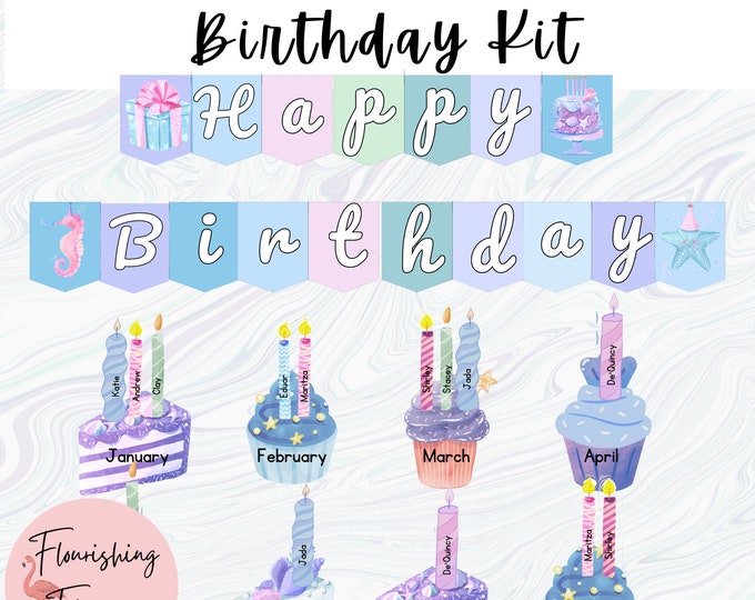 Birthday Bulletin Board Kit Under the Sea Birthday Display Editable ...