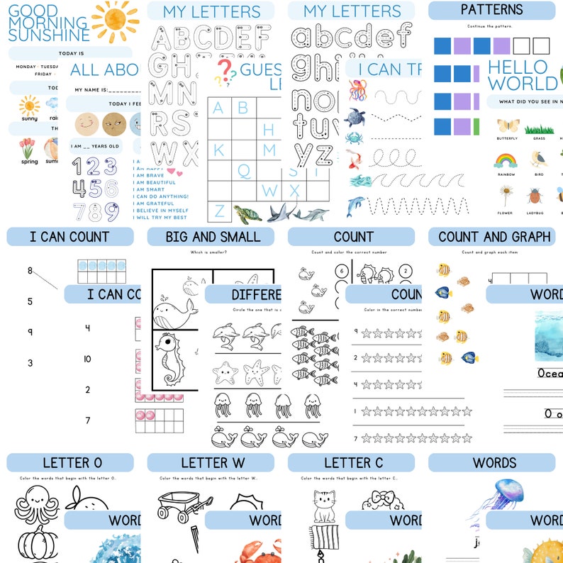 Under the Sea Preschool Morning Work Printable, Homeschool Preschool ...