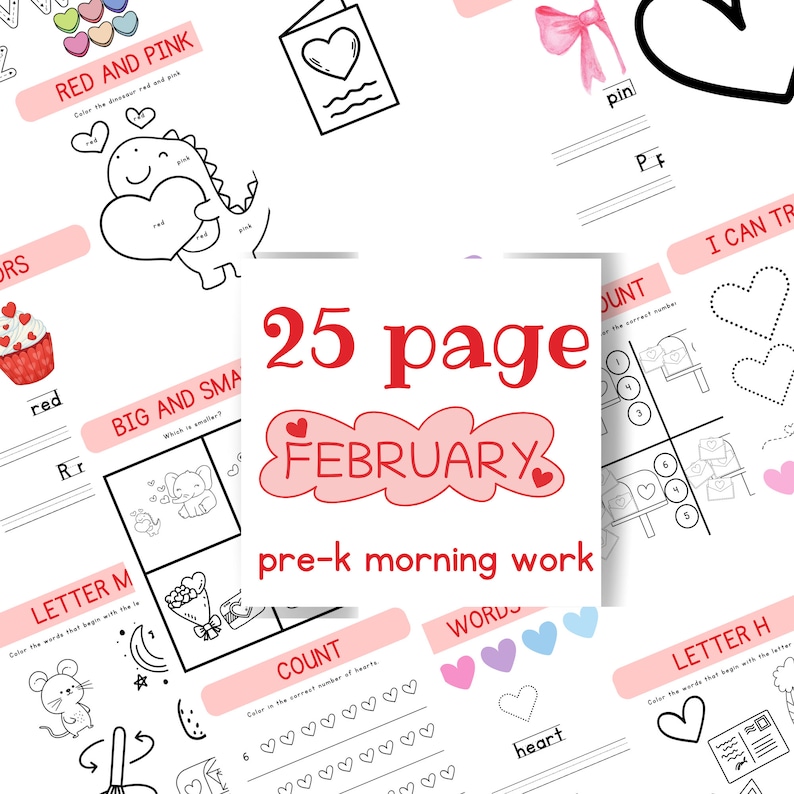 February Preschool Morning Work Printable, Homeschool Preschool, Prek ...