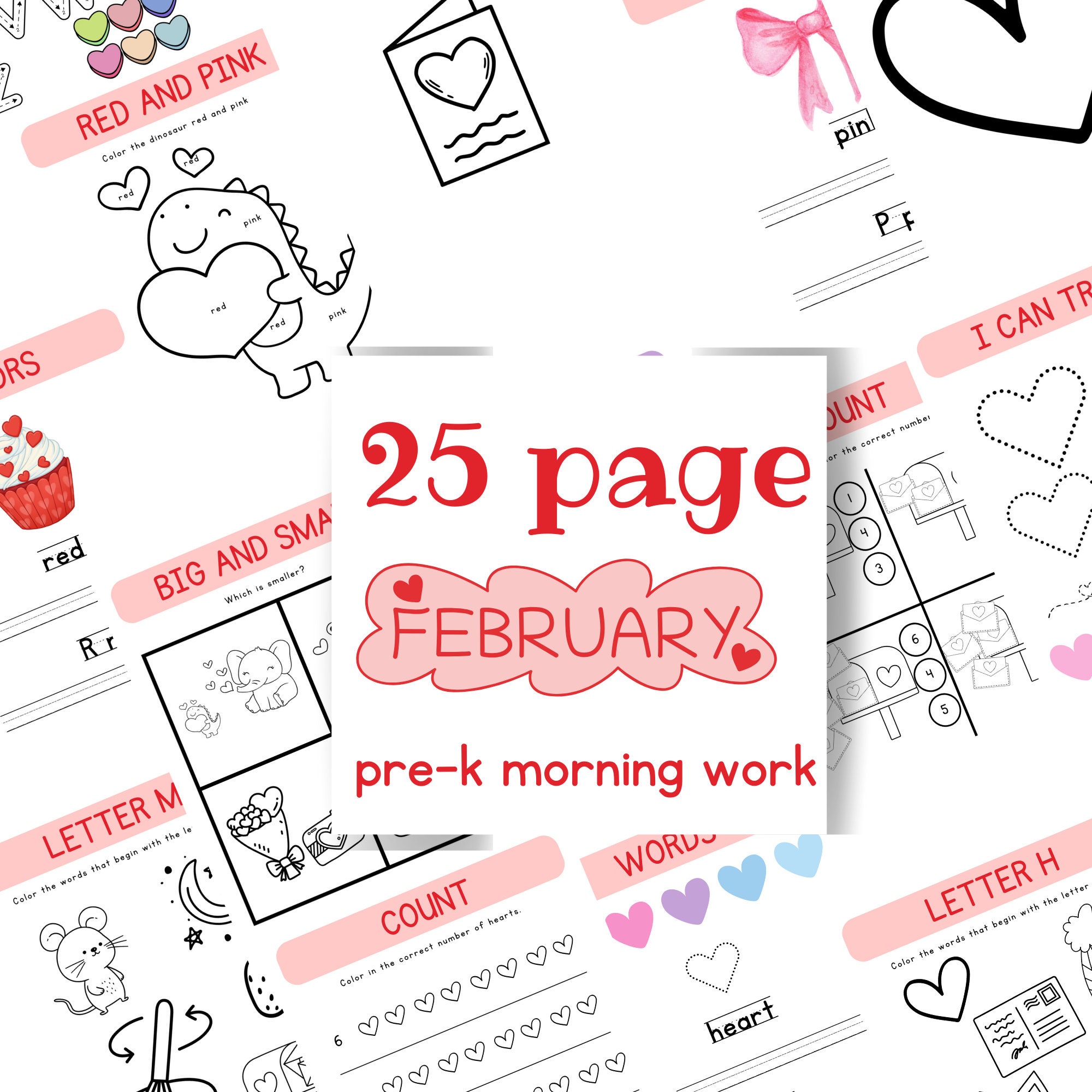 February Preschool Morning Work Printable, Homeschool Preschool, Prek ...