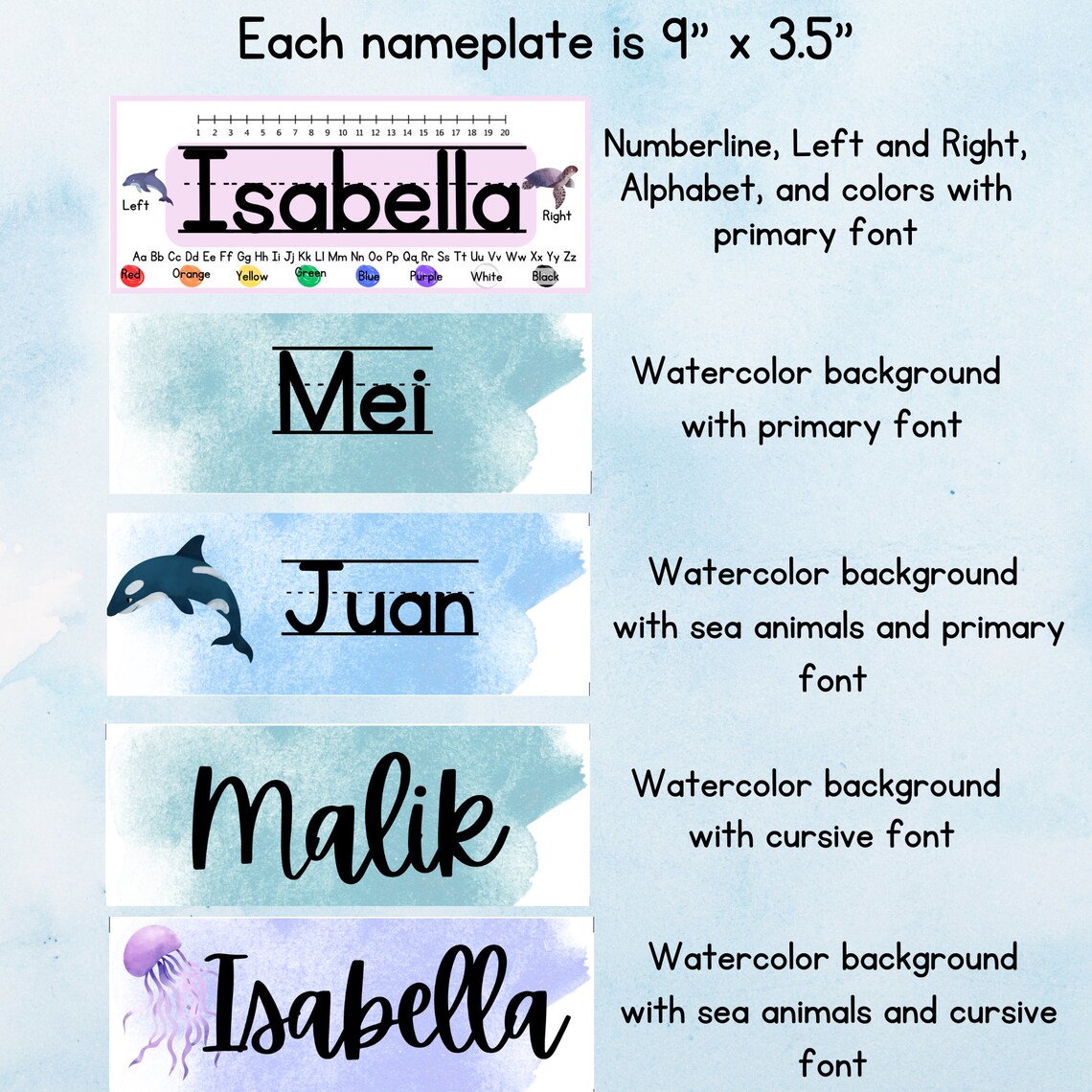 Under the Sea Student Desk Name Tags, Ocean Student Name Plates ...