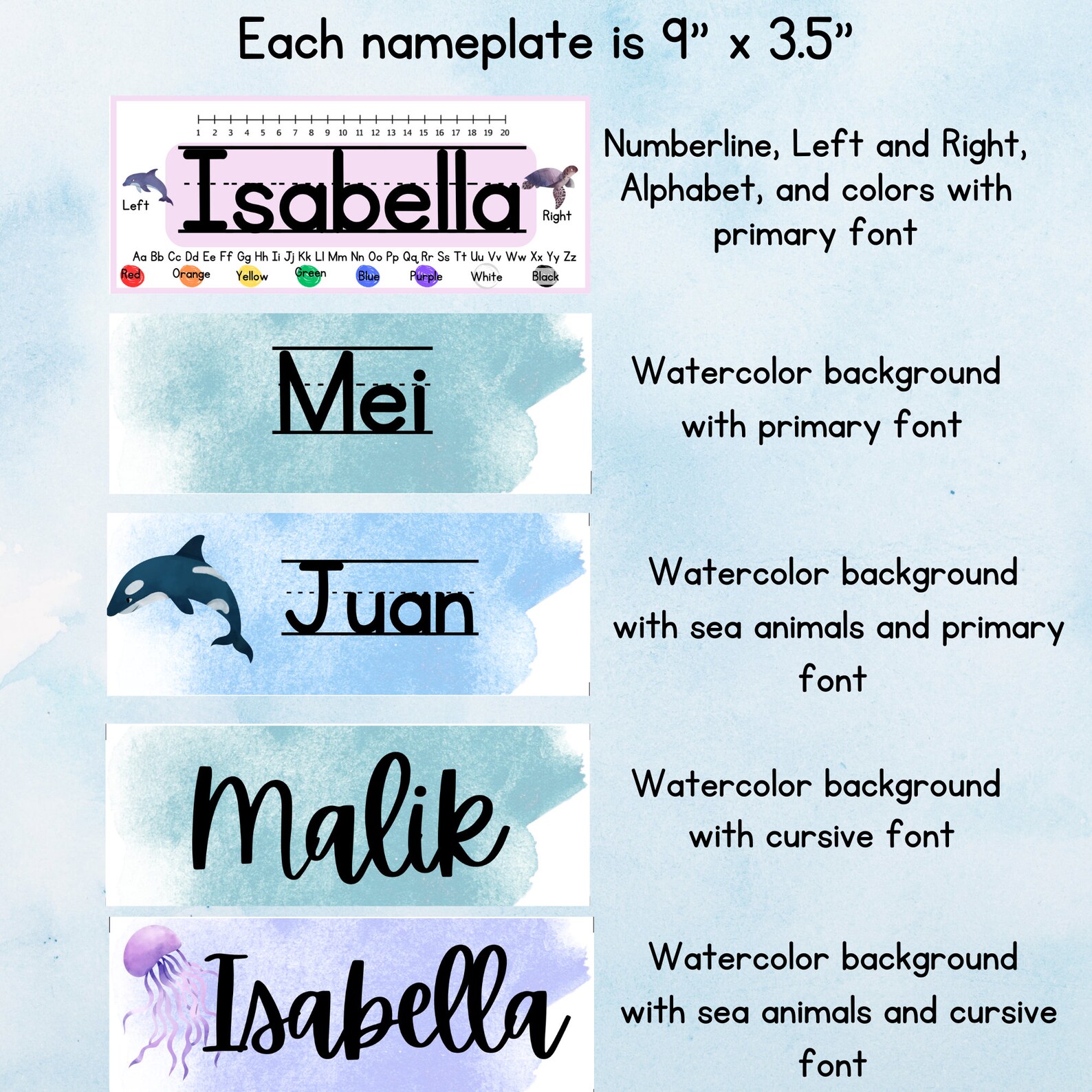 Under the Sea Student Desk Name Tags, Ocean Student Name Plates ...
