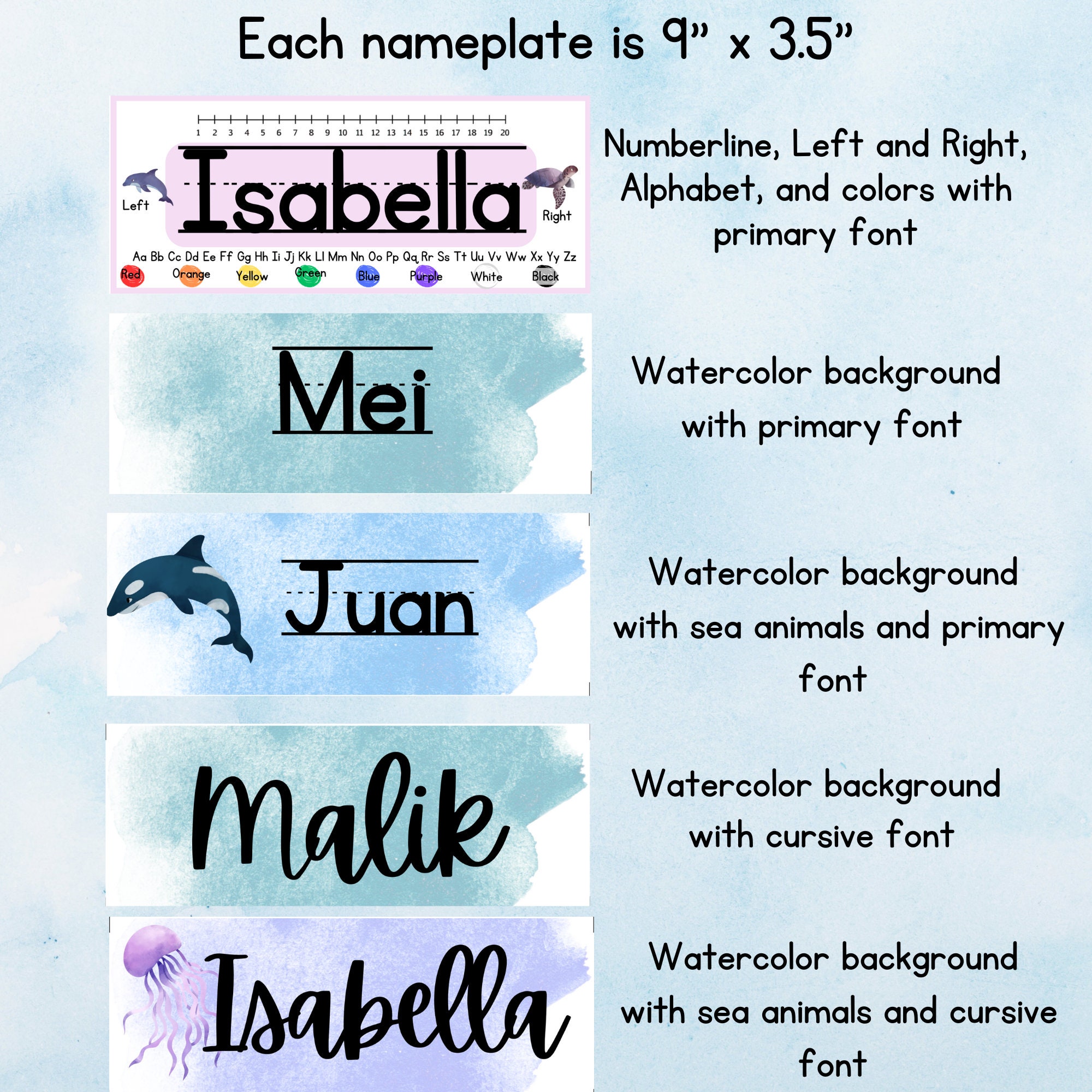 Under the Sea Student Desk Name Tags, Ocean Student Name Plates ...