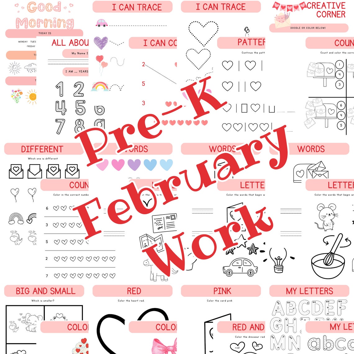 February Preschool Morning Work Printable, Homeschool Preschool, Prek ...