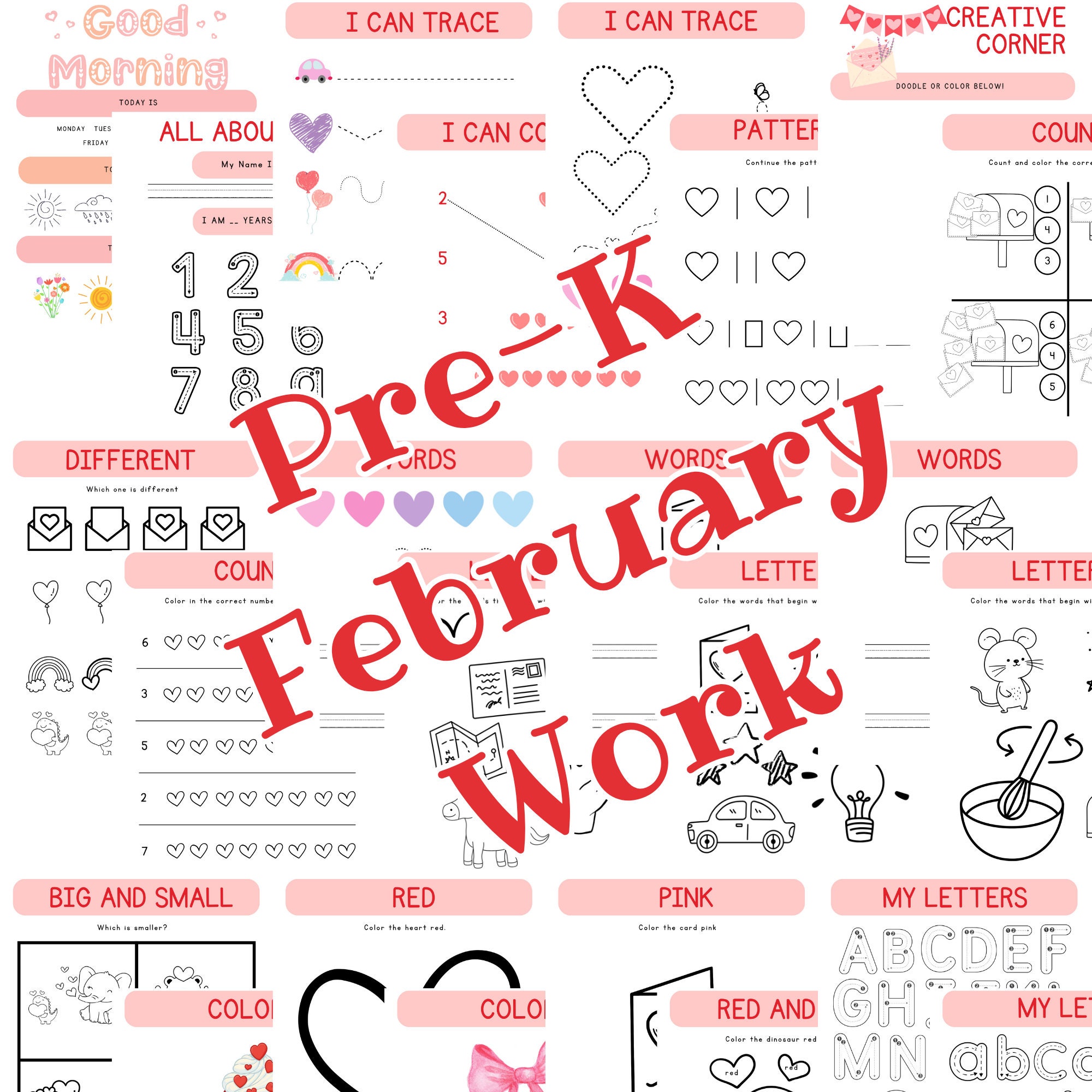 February Preschool Morning Work Printable, Homeschool Preschool, Prek ...