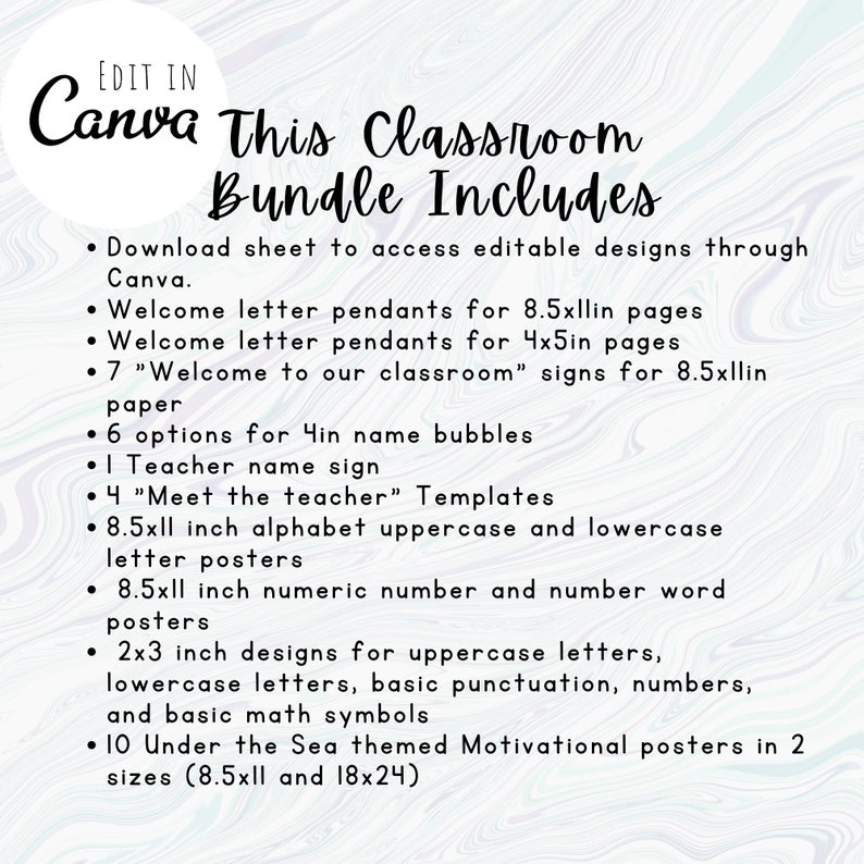 Under the Sea Classroom Decor Bundle, Watercolor Classroom Decor Bundle ...