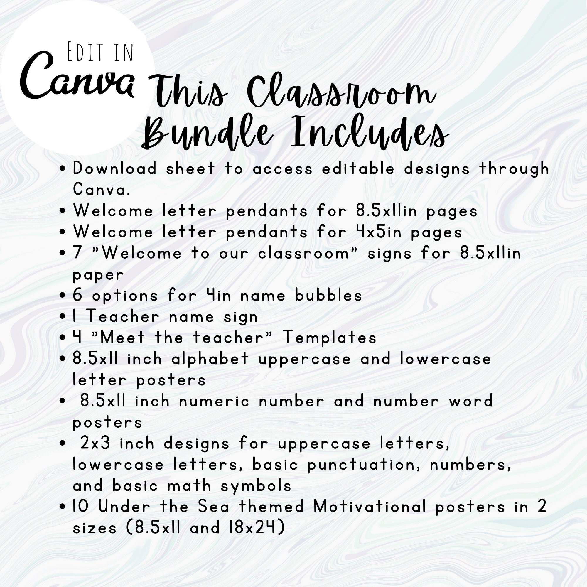 Under the Sea Classroom Decor Bundle, Watercolor Classroom Decor Bundle ...