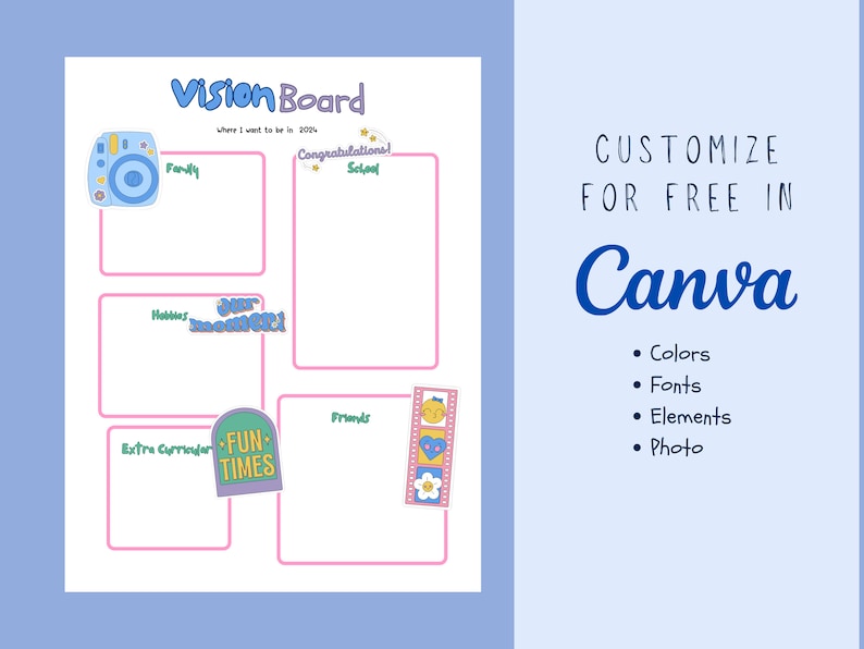 Student Vision Board Worksheets, Student Vision Board Kit, Student Goal ...
