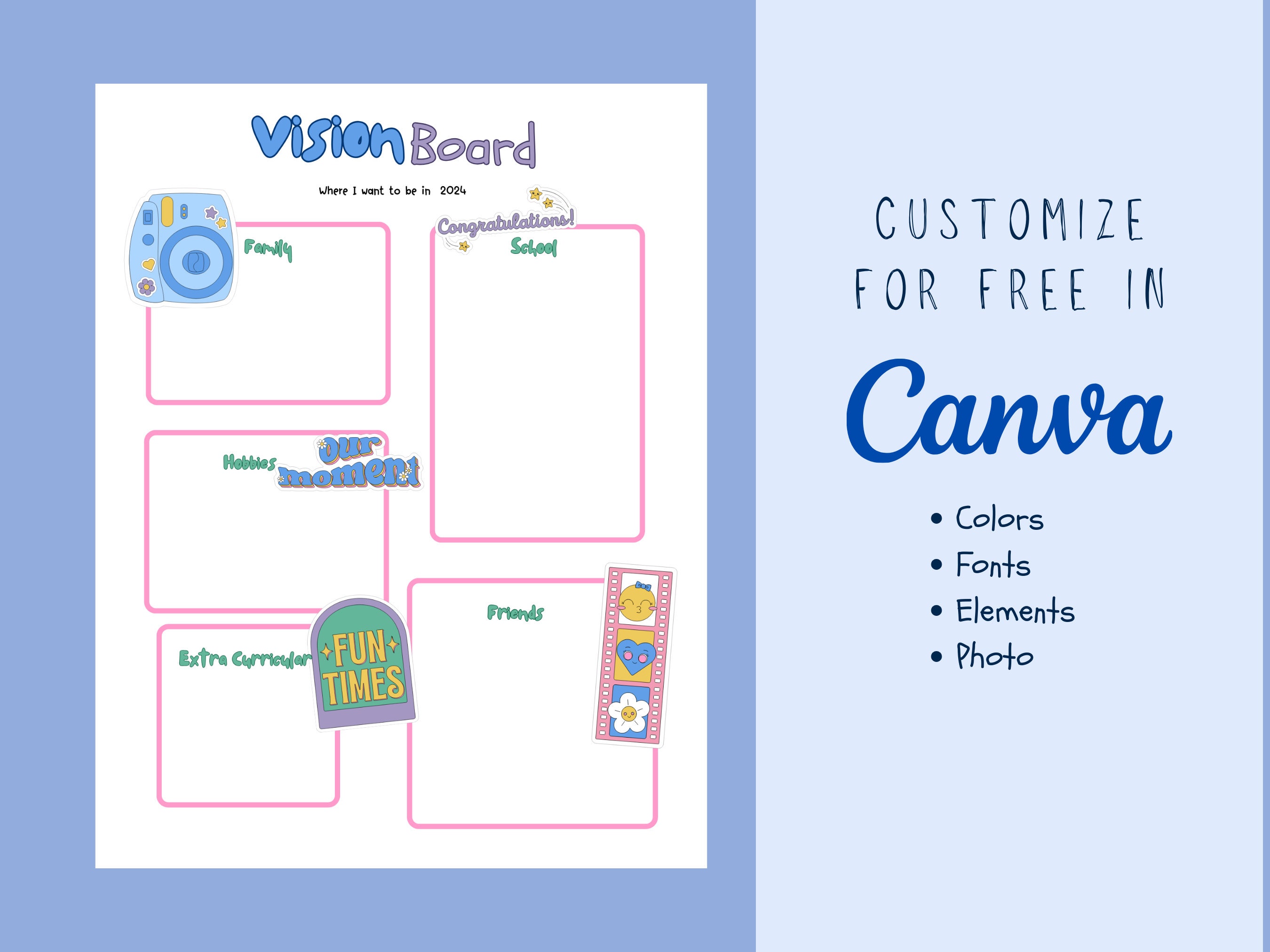 Student Vision Board Worksheets, Student Vision Board Kit, Student Goal ...