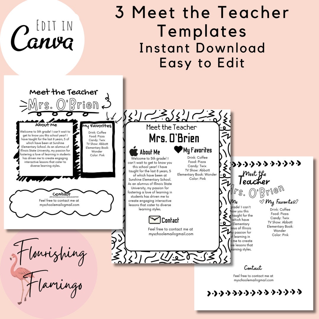 Meet the Teacher, Back to School Printable, Black and White Meet the ...